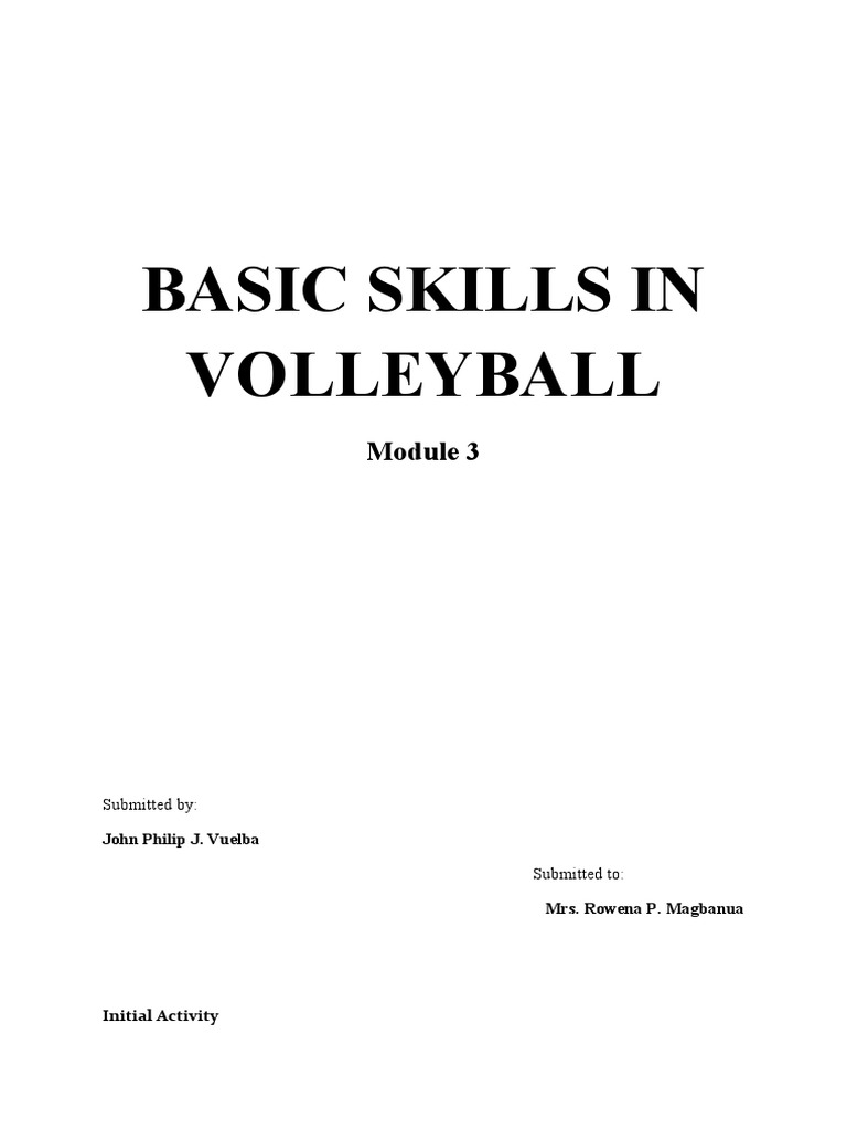 Basic Skills and Strategies for Victory: A Module on Volleyball ...
