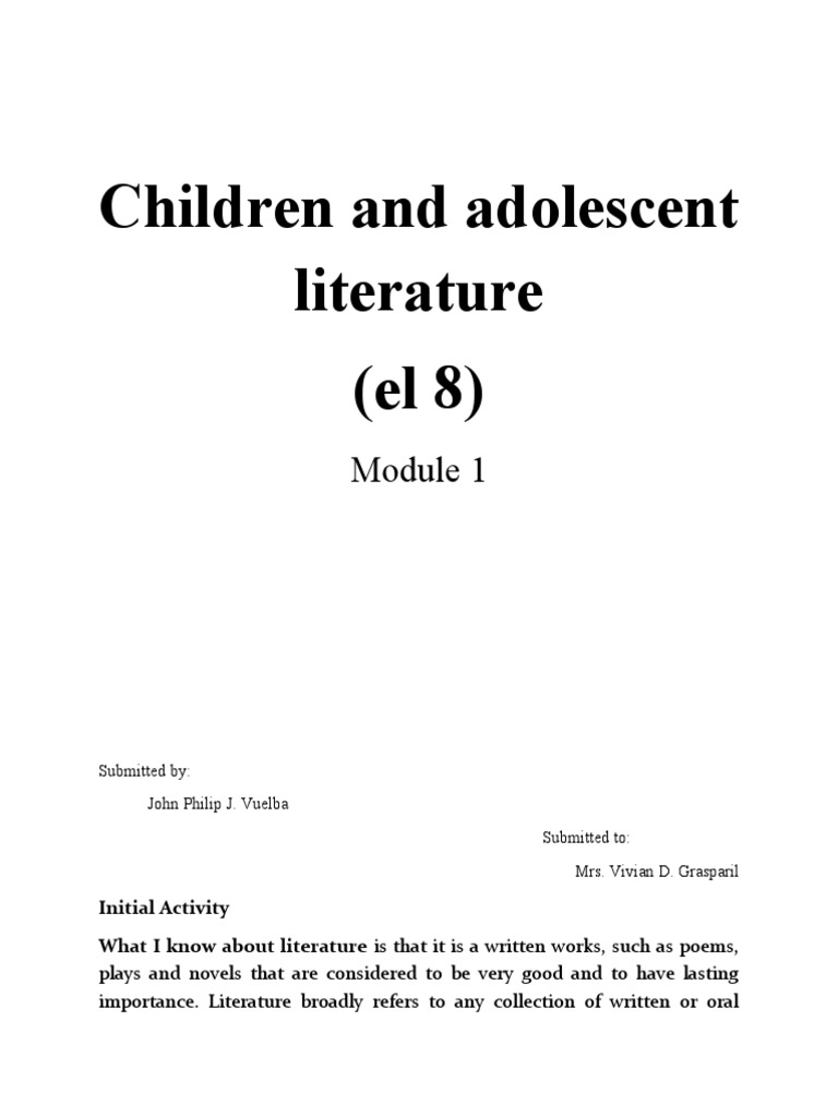 Children and Adolescent Literature | PDF | Narration | The Arts