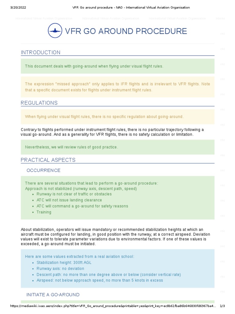 VFR Go Around Procedure | PDF | Visual Flight Rules | Instrument Flight ...