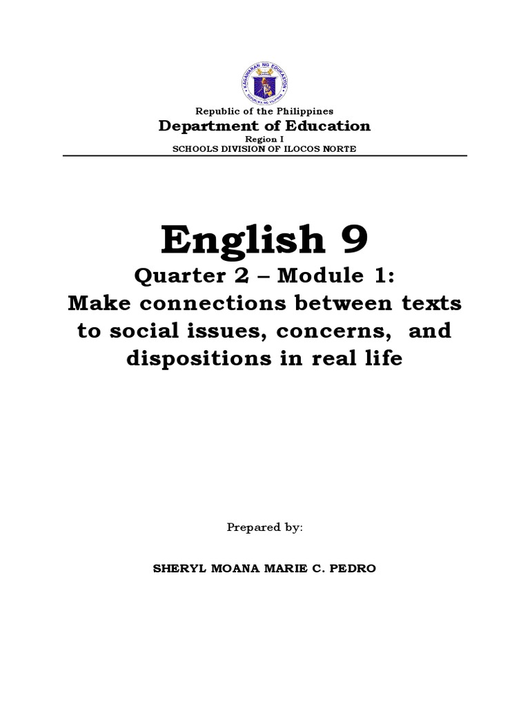 English 9-Quarter-2-MELC-1-Making Connections Between Texts To ...