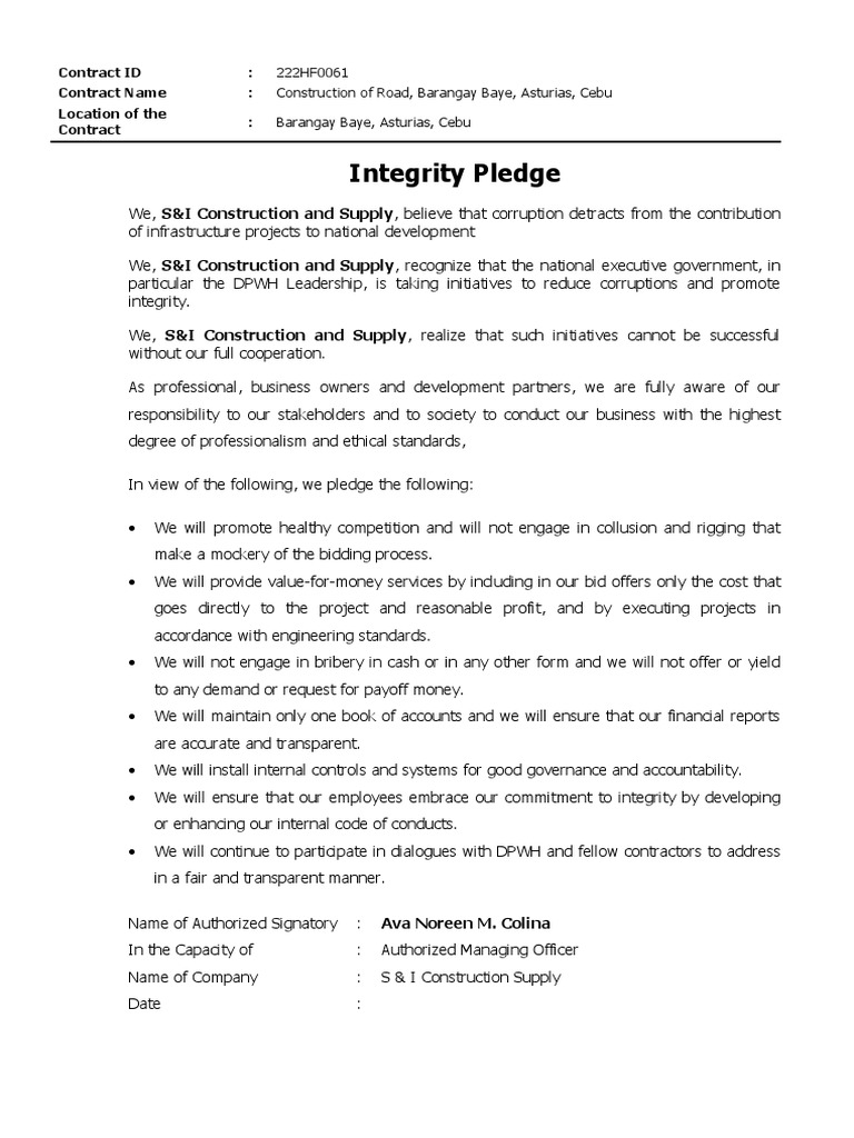 Integrity Pledge | PDF