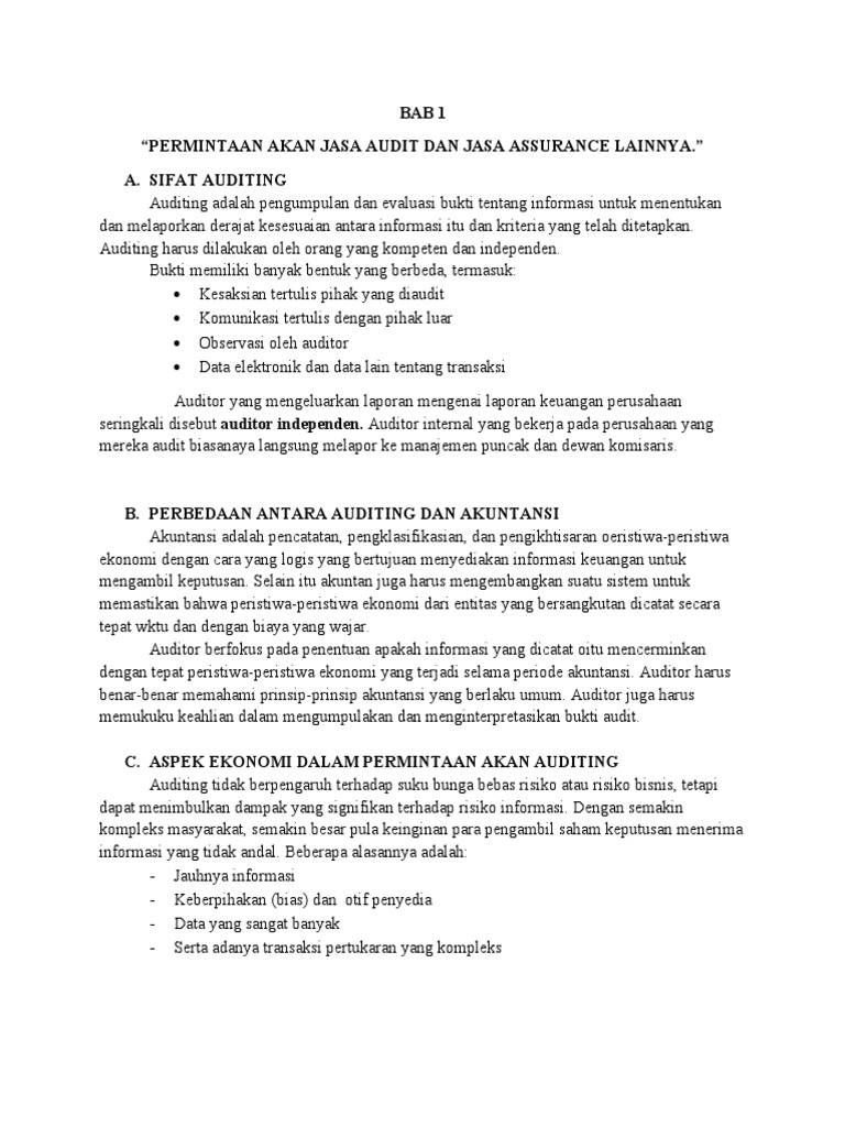 Ringkasan Bab 1 Auditing Ii | PDF