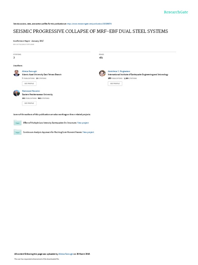 Seismic Progressive Collapse of Mrf-Ebf Dual Steel | PDF | Elasticity ...