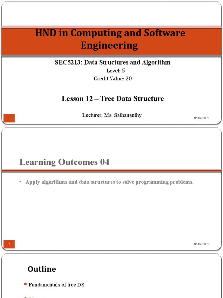 HND in Computing and Software Engineering: Lesson 12 - Tree Data ...