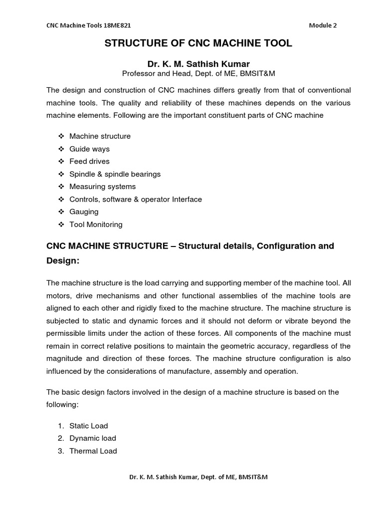 Module 2 STRUCTURE OF CNC MACHINE TOOL | PDF | Gear | Bearing (Mechanical)