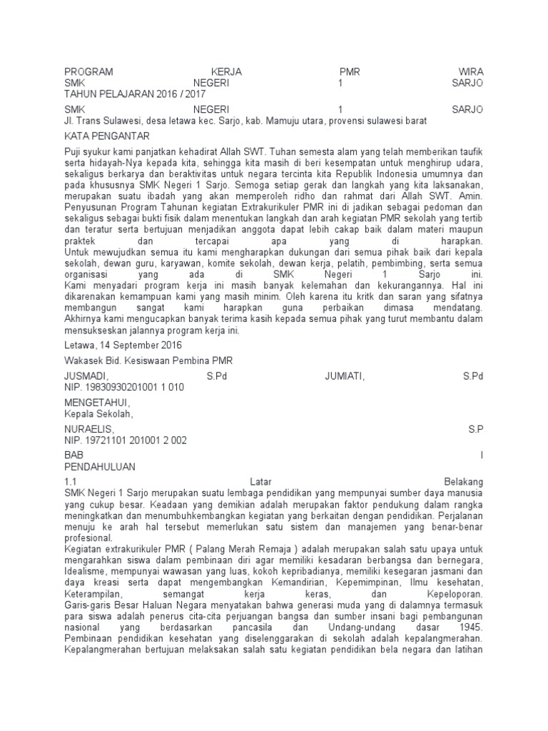 Program Kerja PMR Wira | PDF