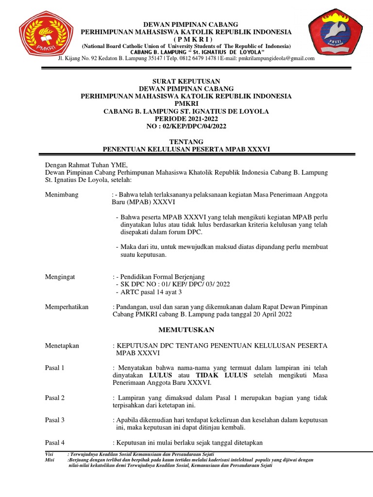 SK DPC Penentuan Kelulusan Mpab 36 | PDF
