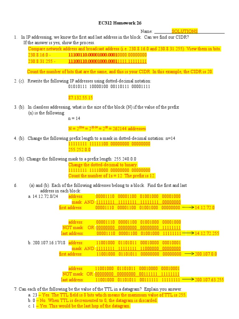 EC312 PS26 - Solutions | PDF | Ip Address | Internet Protocols