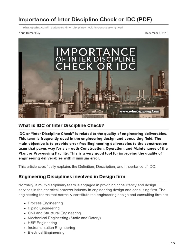 Importance of Inter Discipline Check or IDC PDF | PDF | Engineering ...