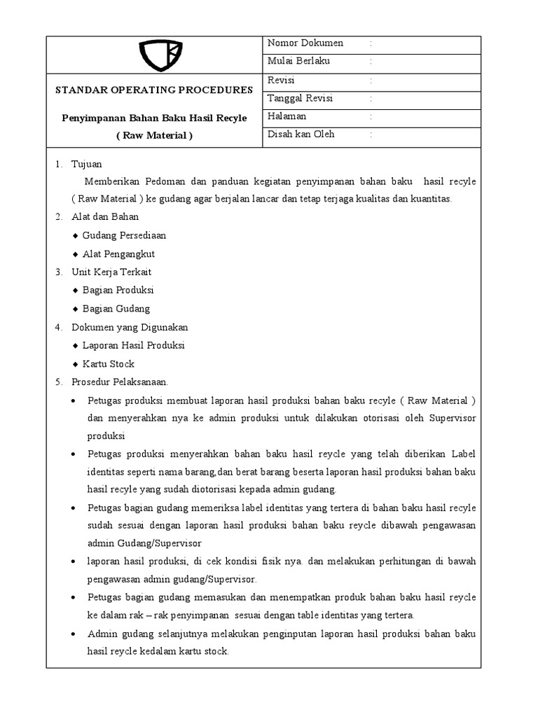 SOP Penyimpanan Barang Jadi Ke Gudang | PDF