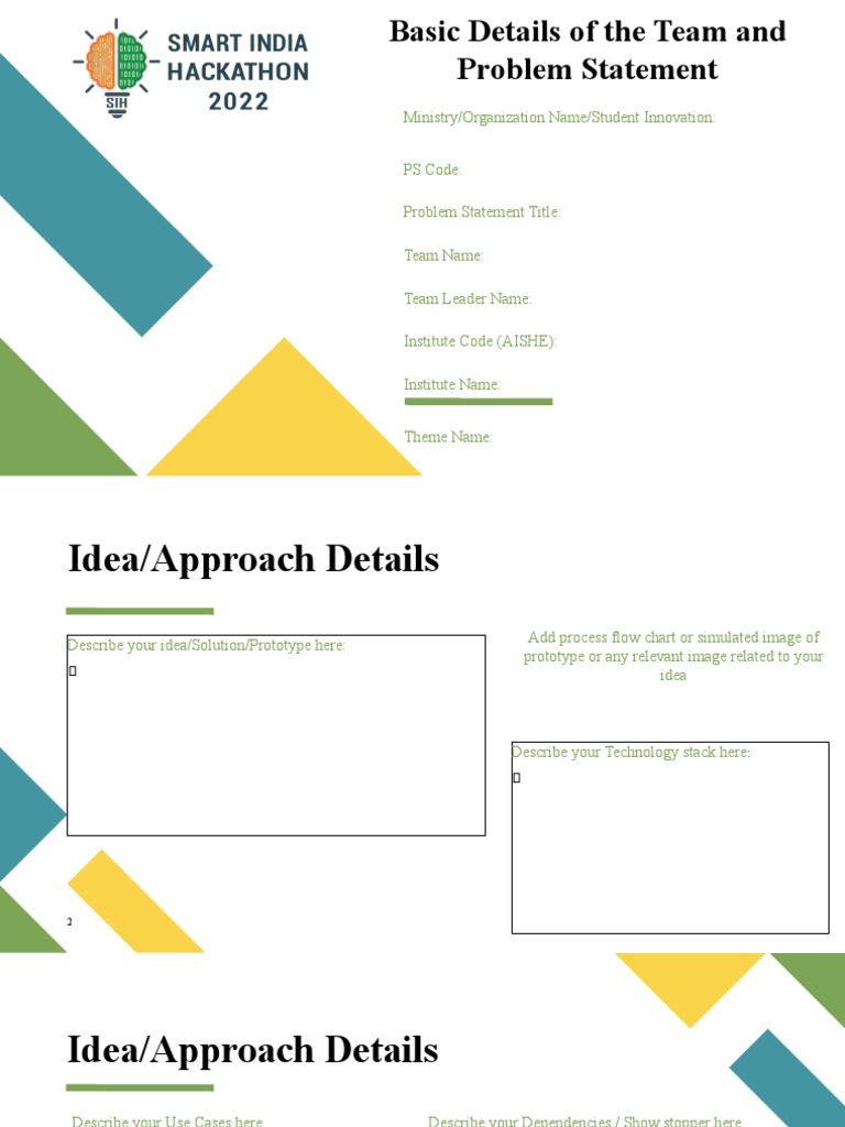 Idea Presentation Format - SIH 2022 - College | PDF
