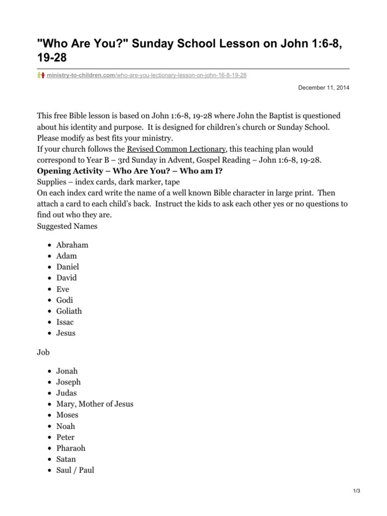 Who Do You Say That I Am Lesson Plan | PDF | John The Baptist | English ...