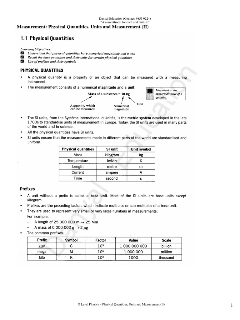 Danyal Education: Measurement: Physical Quantities, Units and Measurement (II) | Download Free ...