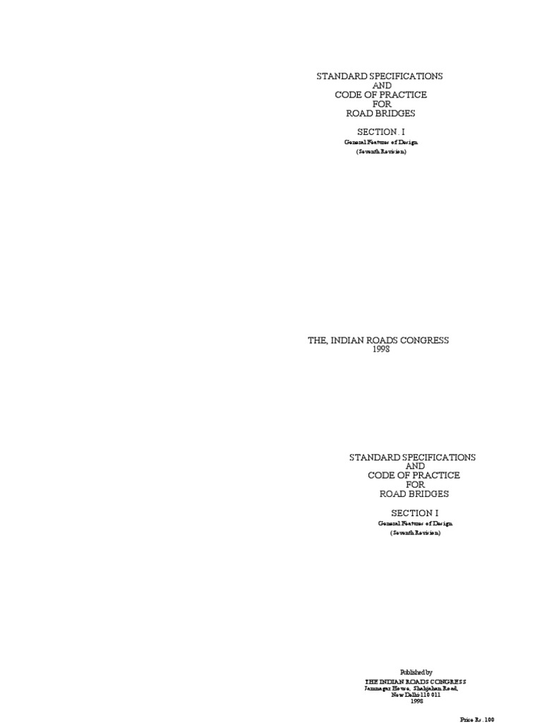 Standard Specifications Code of Practice FOR Road Bridges: General ...