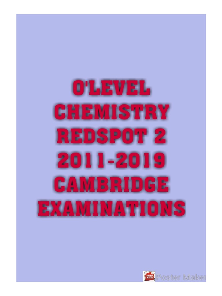Chemistry Redspot Olevel | PDF | Chemical Reactions | Reaction Rate