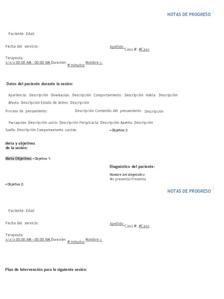 Plantilla-Nota de Progreso | PDF