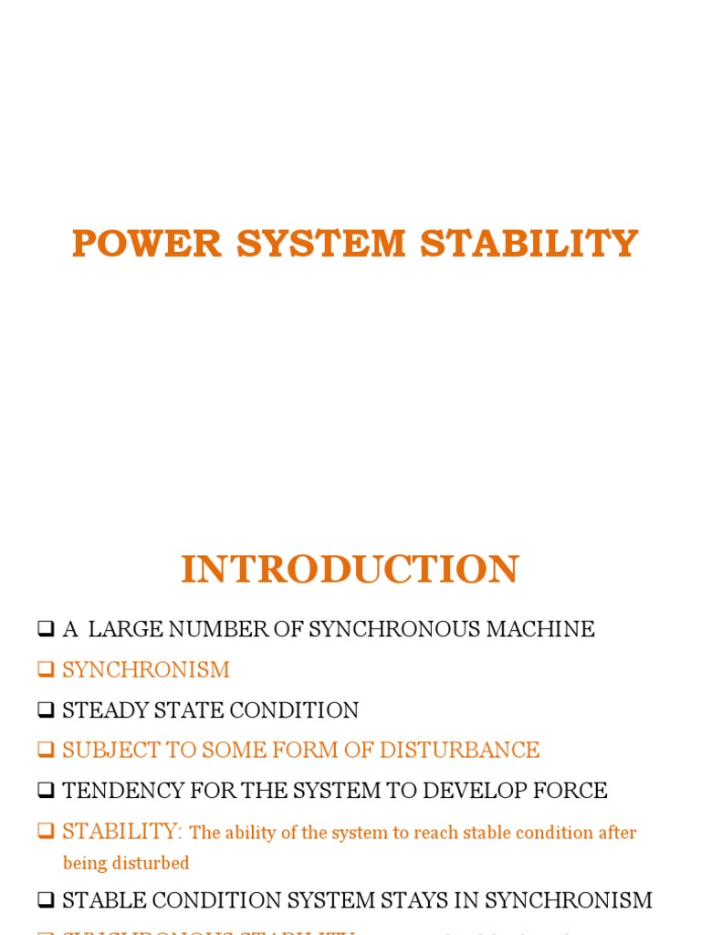 Power System Stability Overview | PDF | Steady State | Electrical ...