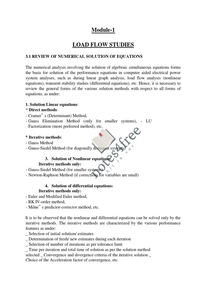 Module-1 Load Flow Studies: 3.1 Review of Numerical Solution of ...