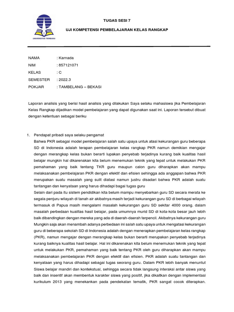 Uji Kompetensi PKR Karnada | PDF | Karier & Perkembangan