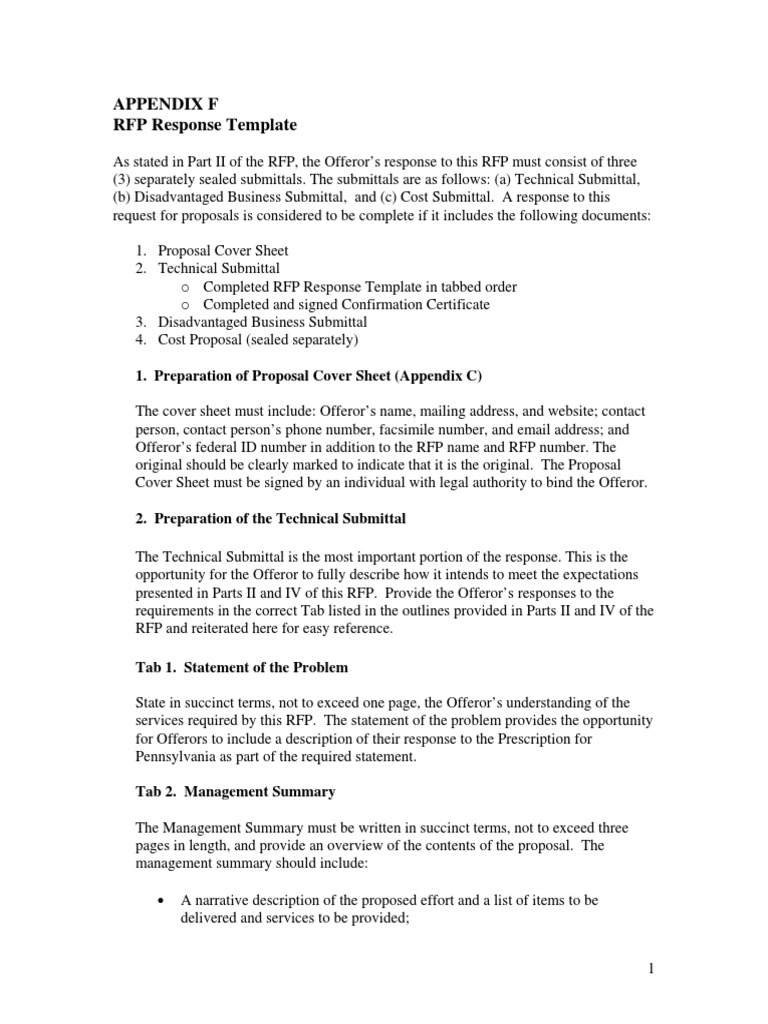 Free RFP Response Template | PDF