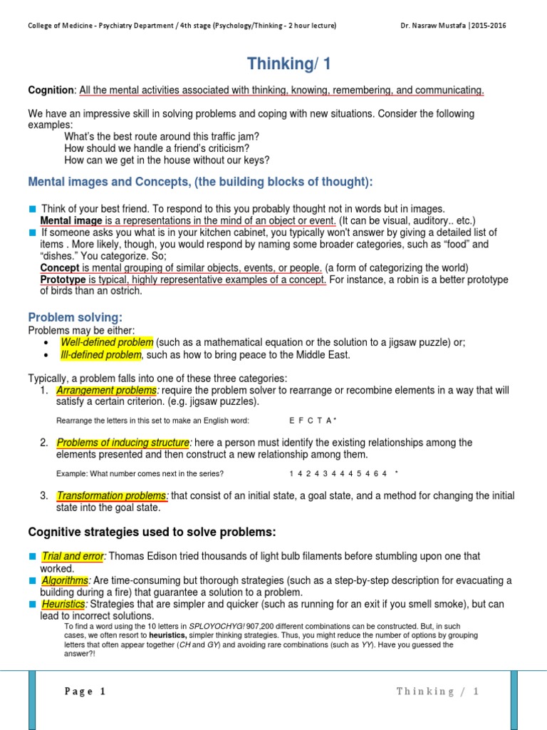 Thinking/ 1: Mental Images and Concepts, (The Building Blocks of ...
