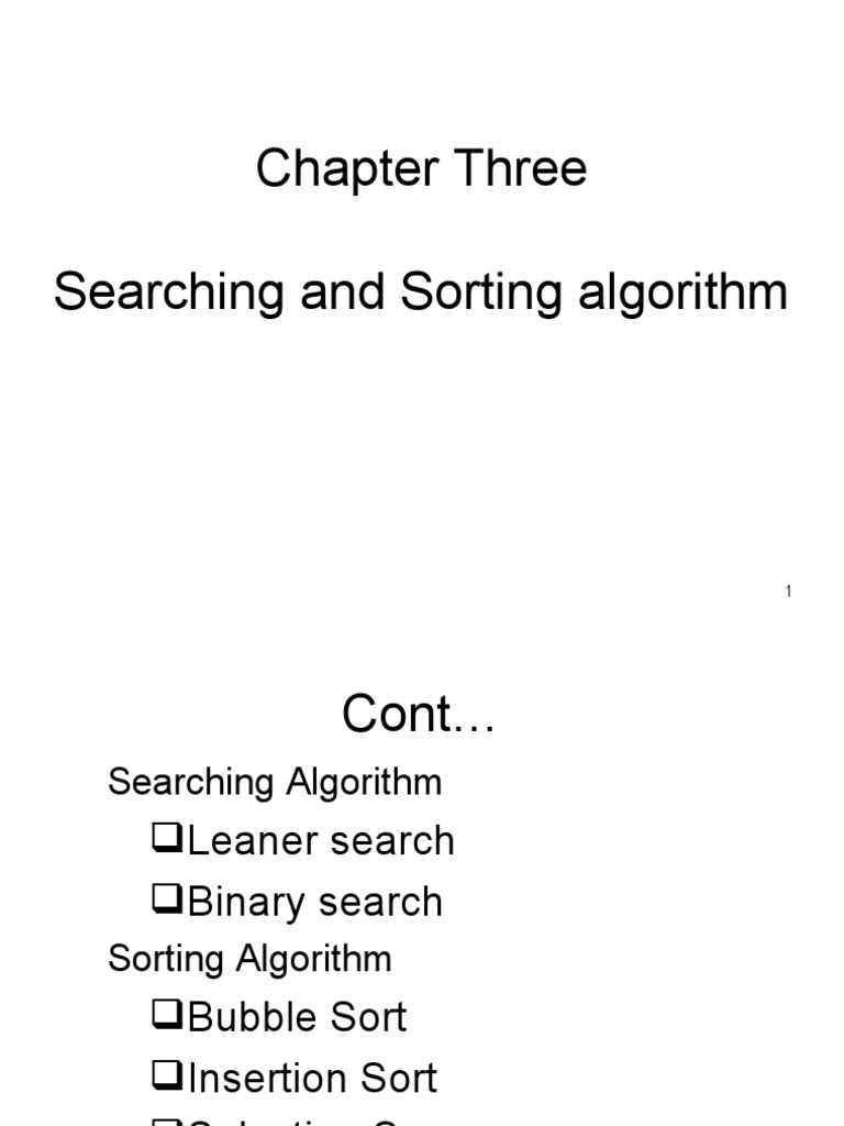 Chapter Three Searching And Sorting Algorithm Pdf Computer Programming Software Engineering