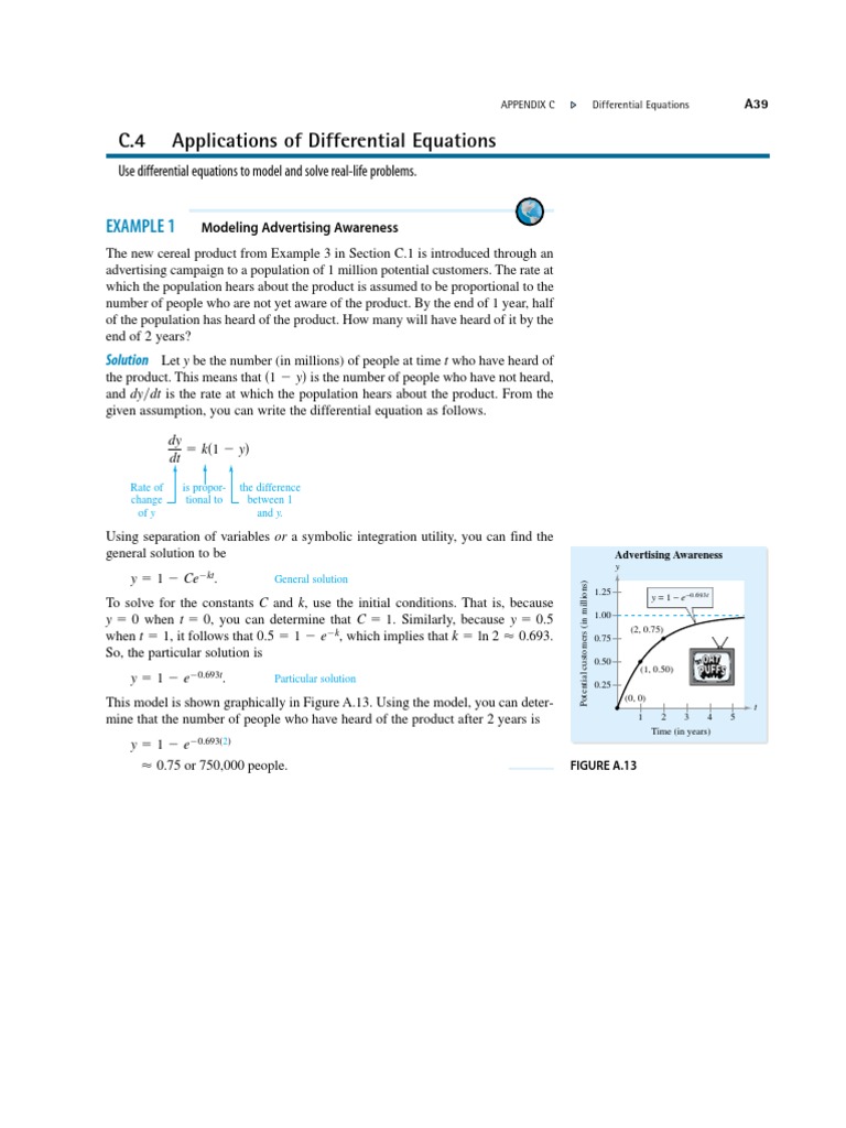 C.4 Applications of Differential Equations: Example 1 | PDF ...