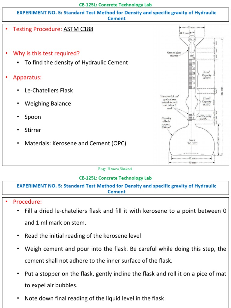ASTM C188: - Testing Procedure | PDF | Density | Concrete