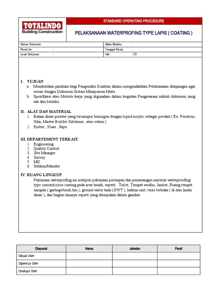5.1 SOP Pek-WATERPROFING COATING | PDF