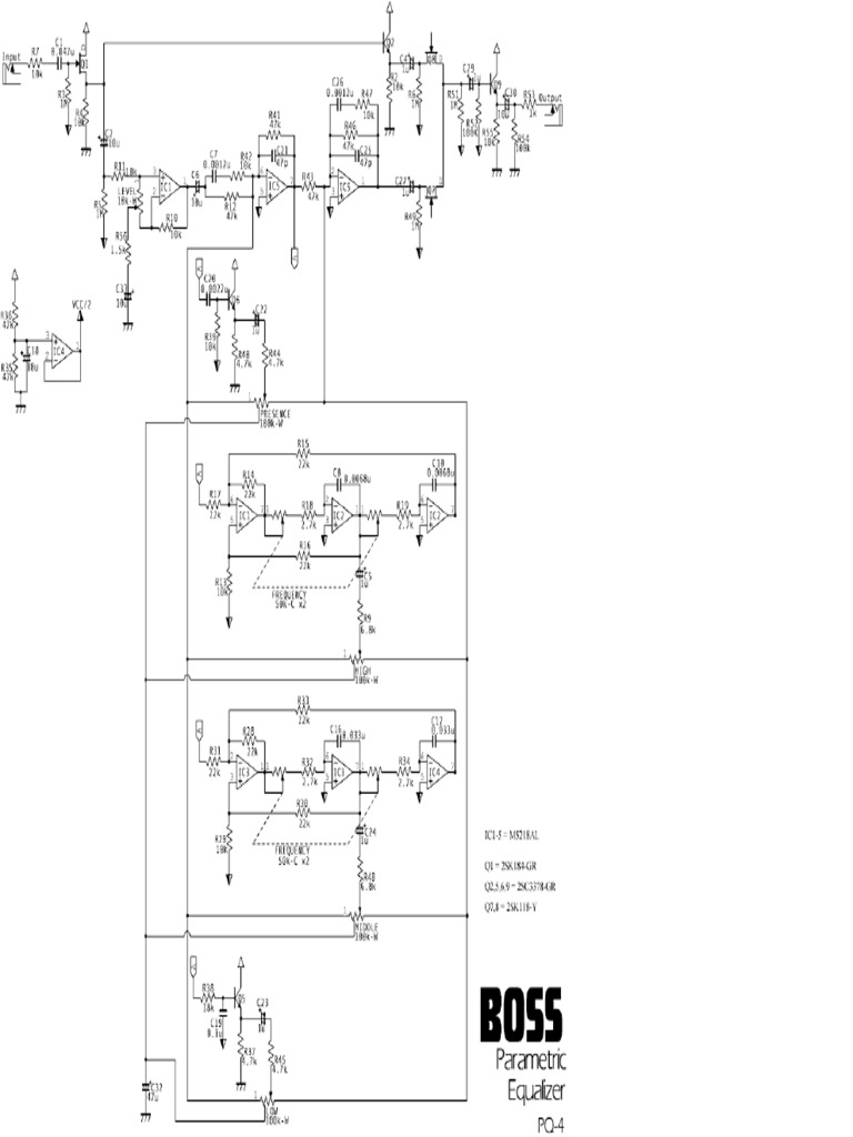 Boss PQ 4 Parametric EQ Schematic | PDF