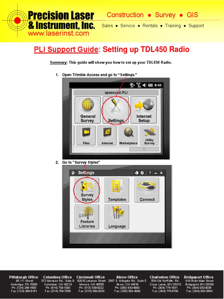 PLI Support Guide: Setting Up TDL450 Radio: Construction Survey GIS ...