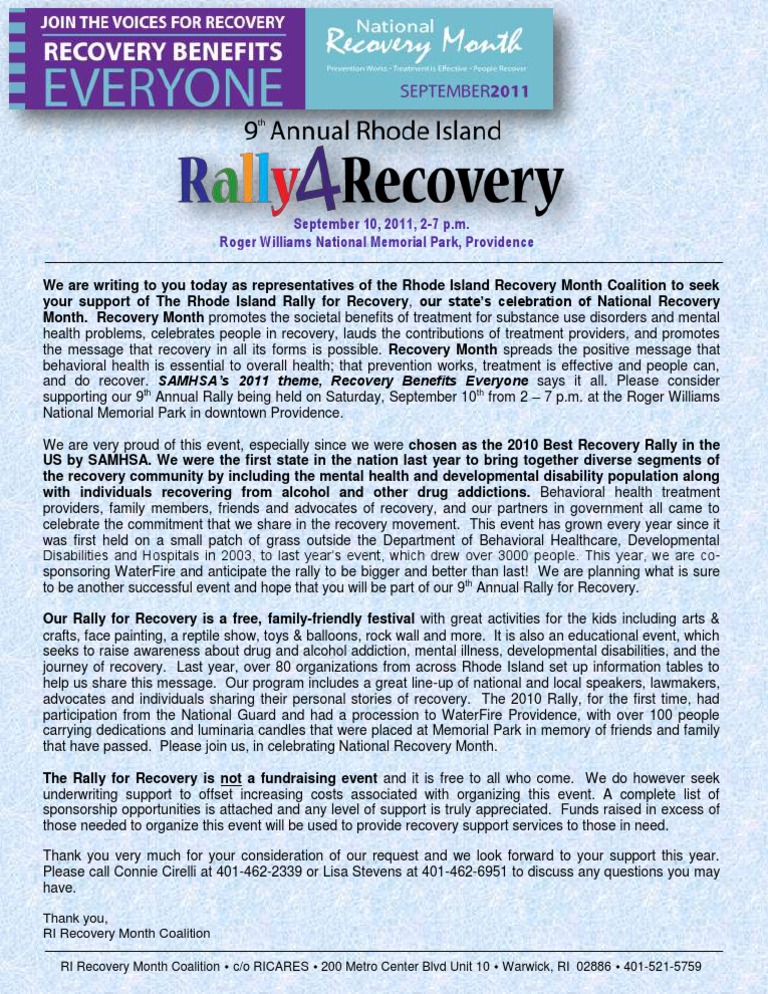 2011 General Sponsorship Letter | PDF | Recovery Approach | Substance ...