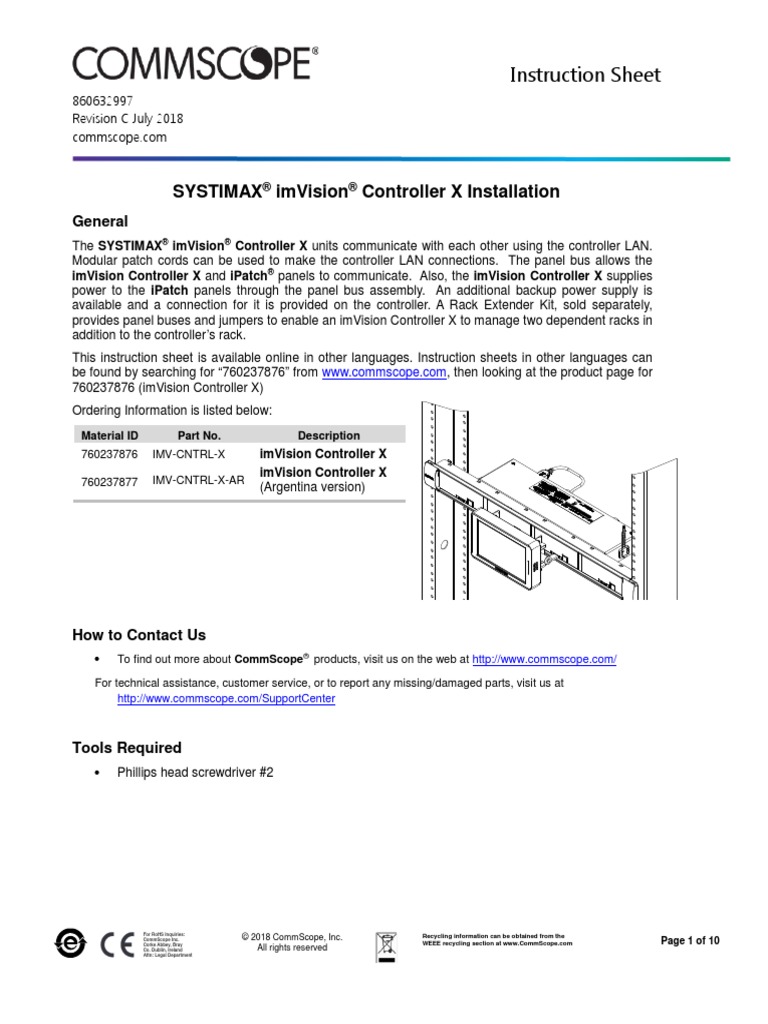 Systimax Imvision Controller X Installation: Instruction Sheet | PDF ...