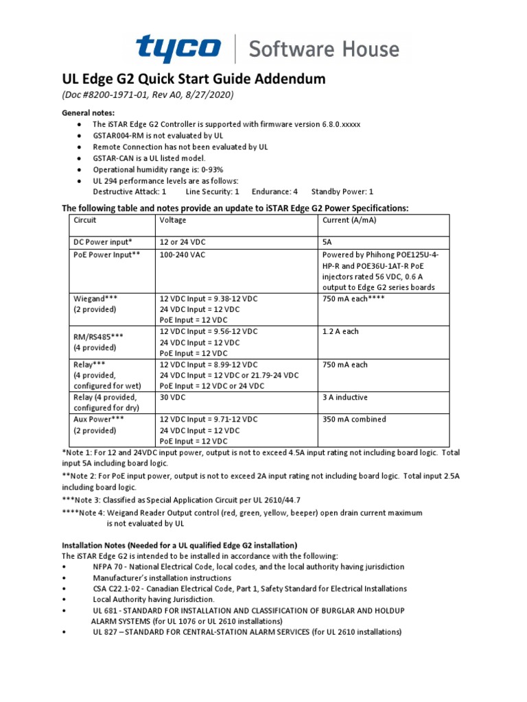 UL Edge G2 Quick Start Guide Addendum: (Doc #8200-1971-01, Rev A0, 8/27 ...