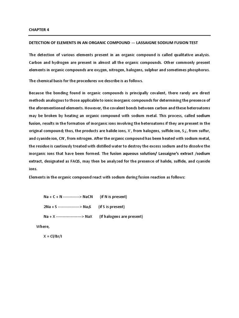 Sodium Fusion Extract-Sulfur Detection | PDF | Sodium | Cyanide