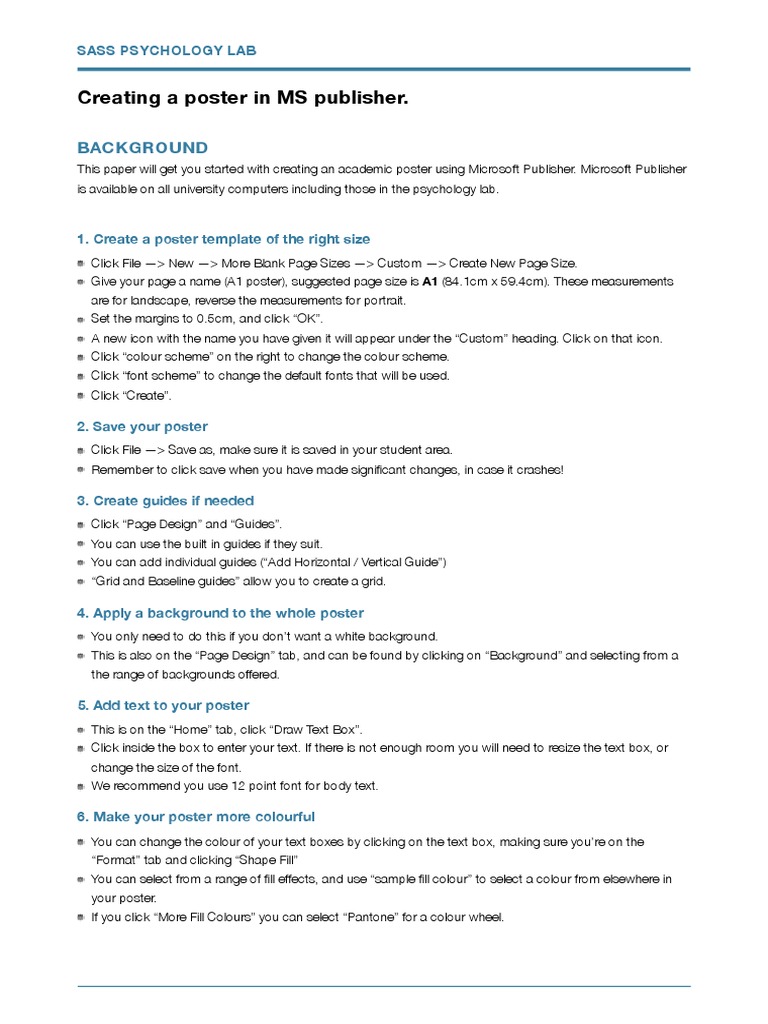 Creating A Poster in MS Publisher.: Background | PDF | Icon (Computing ...