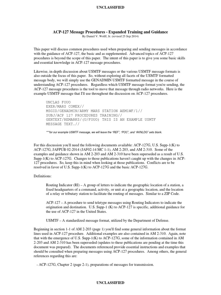 ACP-127 Message Procedures - Expanded Training and Guidance (2014!09!25 ...