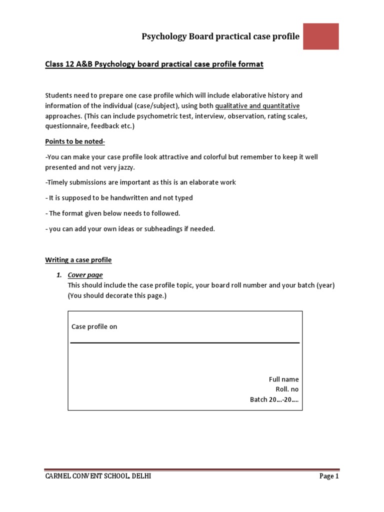 Class 12 CASE PROFILE | PDF | Psychology | Apa Style