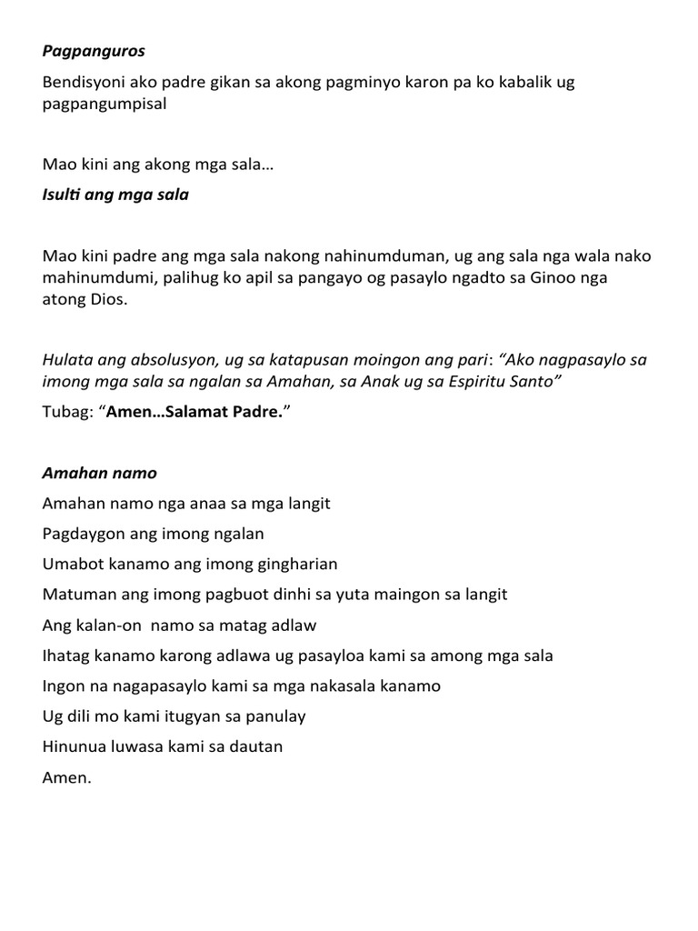 Giya Sa Pagpangumpisal | PDF