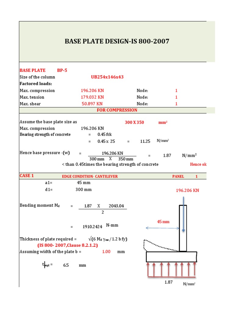 Analysis and Design of a Base Plate for a Column Subjected to ...