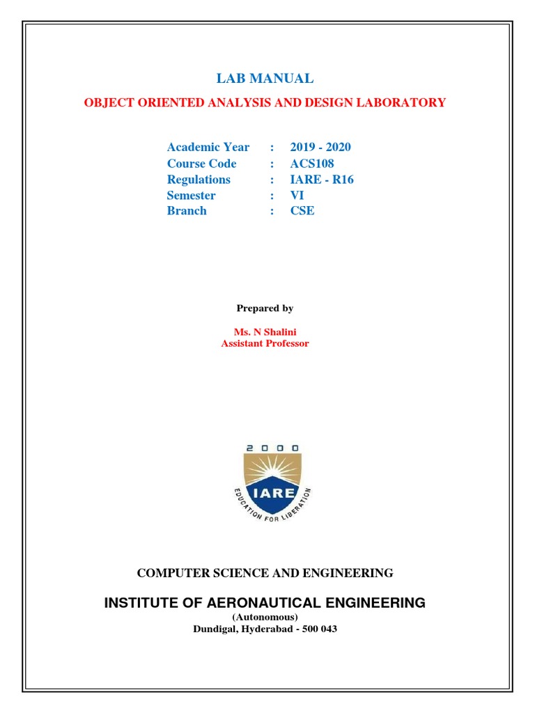 Lab Manual: Object Oriented Analysis and Design Laboratory | PDF ...