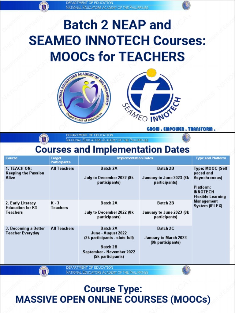 Neap and Seameo Batch 2 Info | PDF