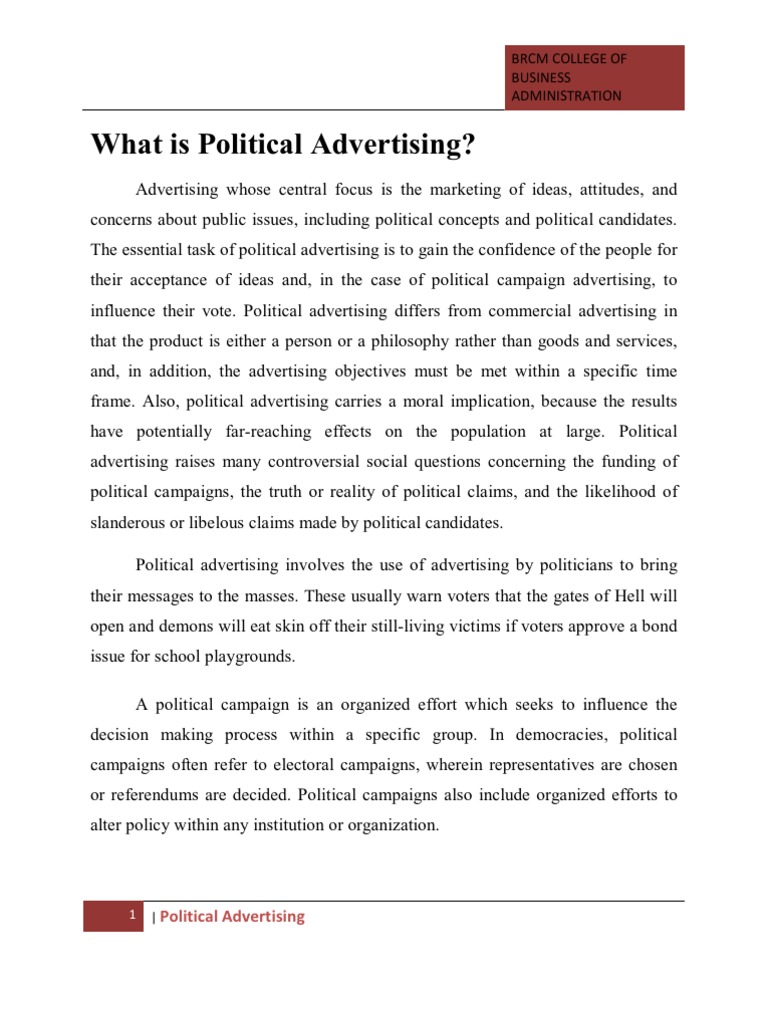 What Is Political Advertising?: CCC C | Download Free PDF | Political ...
