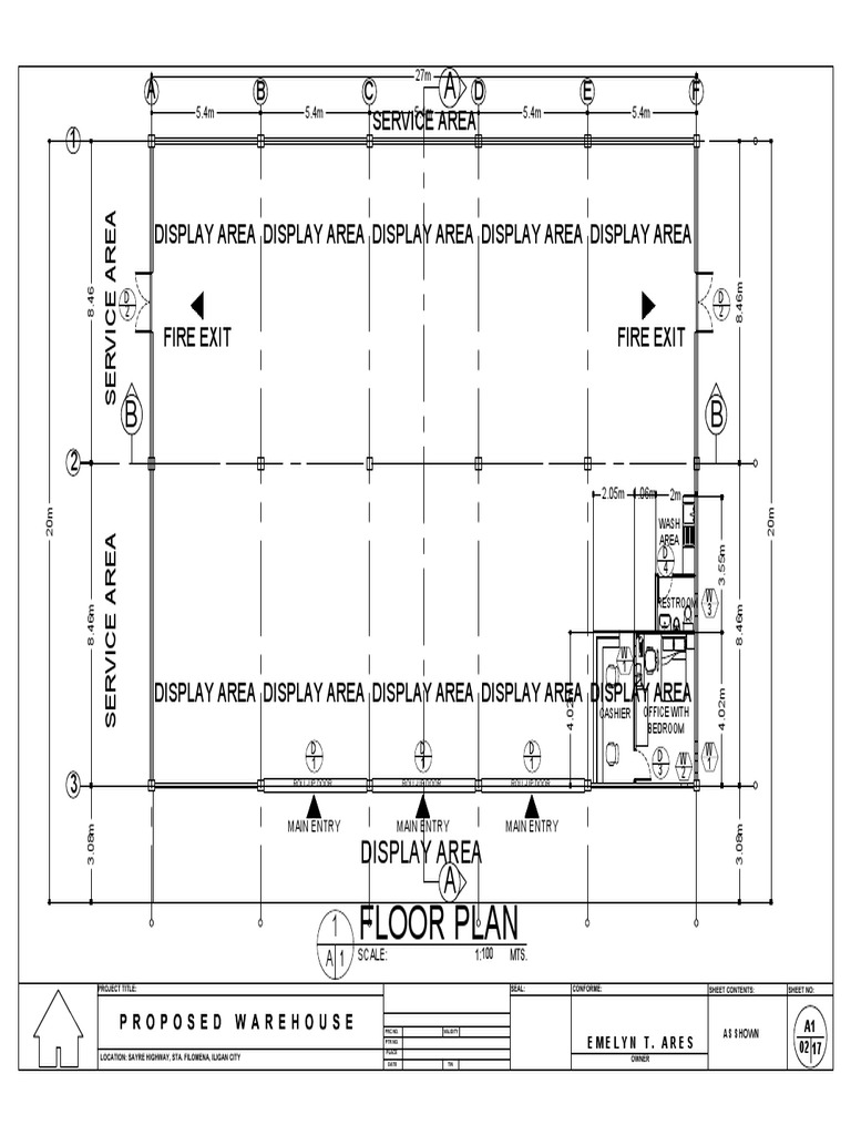 Floor Plan: Service Area A B C D E F 1 | PDF