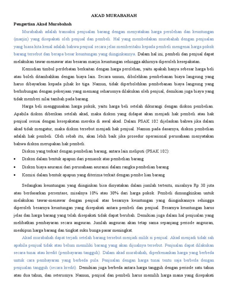 Akad Murabahah | PDF | Hukum