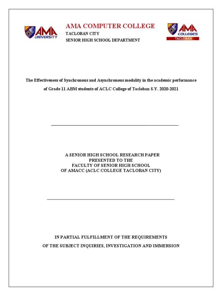 Ama Computer College: Tacloban City Senior High School Department | PDF ...