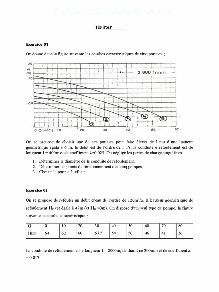 TD2 Pompes Et Station de Pompage | PDF | Pompe | Dynamique (Mécanique)
