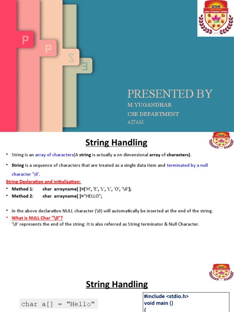 Pps Unit 3 Strings Pdf String Computer Science Software
