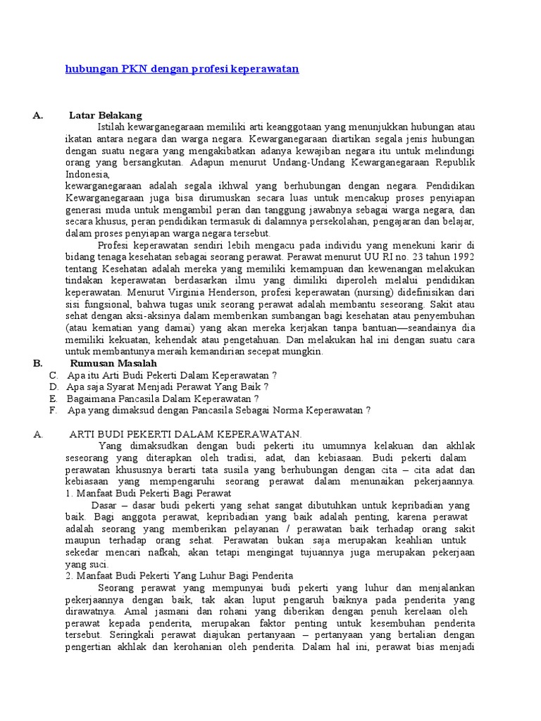 PKN dan Etika Profesi Keperawatan | PDF | Karier & Perkembangan | Pengembangan Diri