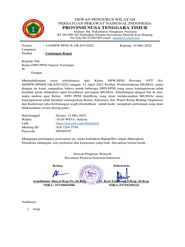 114 Undangan Pertemuan Khusus DPD Yang MUSDA | PDF | Memasak, Makanan ...